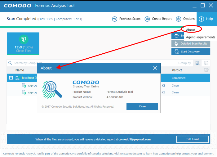About Comodo Forensic Analysis, Network Scanning Tools | COMODO